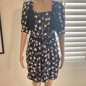Milly of New York | Dresses | Milly Blue Bird Dress With Bows Belt Seen ...